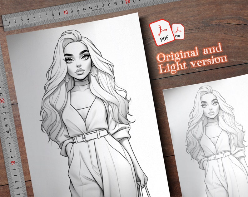 38 Bohemian Style Digital Coloring Book Part-2, Fashion Models Coloring ...