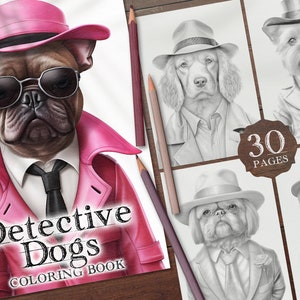 30 Detective Dogs Digital Coloring Book, Small Dog Breeds Godfather ...