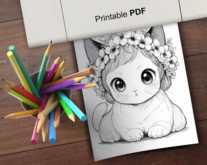 36 Cute Cats Digital Coloring Book Kawaii Cats Coloring - Etsy