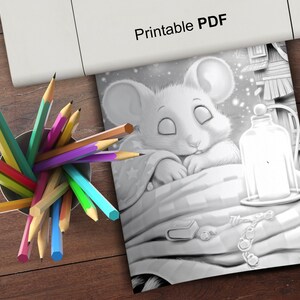 50 Funny Mouses Digital Coloring Book, Fairytale Mice Coloring Pages ...