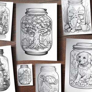 44 Time Capsule Digital Coloring Book, Beautiful Life in Glass Jar ...
