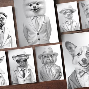 30 Detective Dogs Digital Coloring Book, Small Dog Breeds Godfather ...