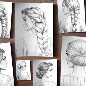 54 Braids Galore Digital Coloring Book, Girls Hairstyle Coloring Pages ...