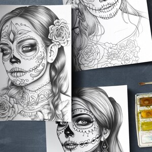 25 Day of the Dead Girls Coloring Book, Sugar Skull Girl Coloring Page ...