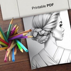 54 Braids Galore Digital Coloring Book, Girls Hairstyle Coloring Pages ...