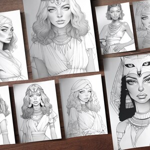 50 Egyptian Princesses Digital Coloring Book, Ancient Egyptian Girls ...