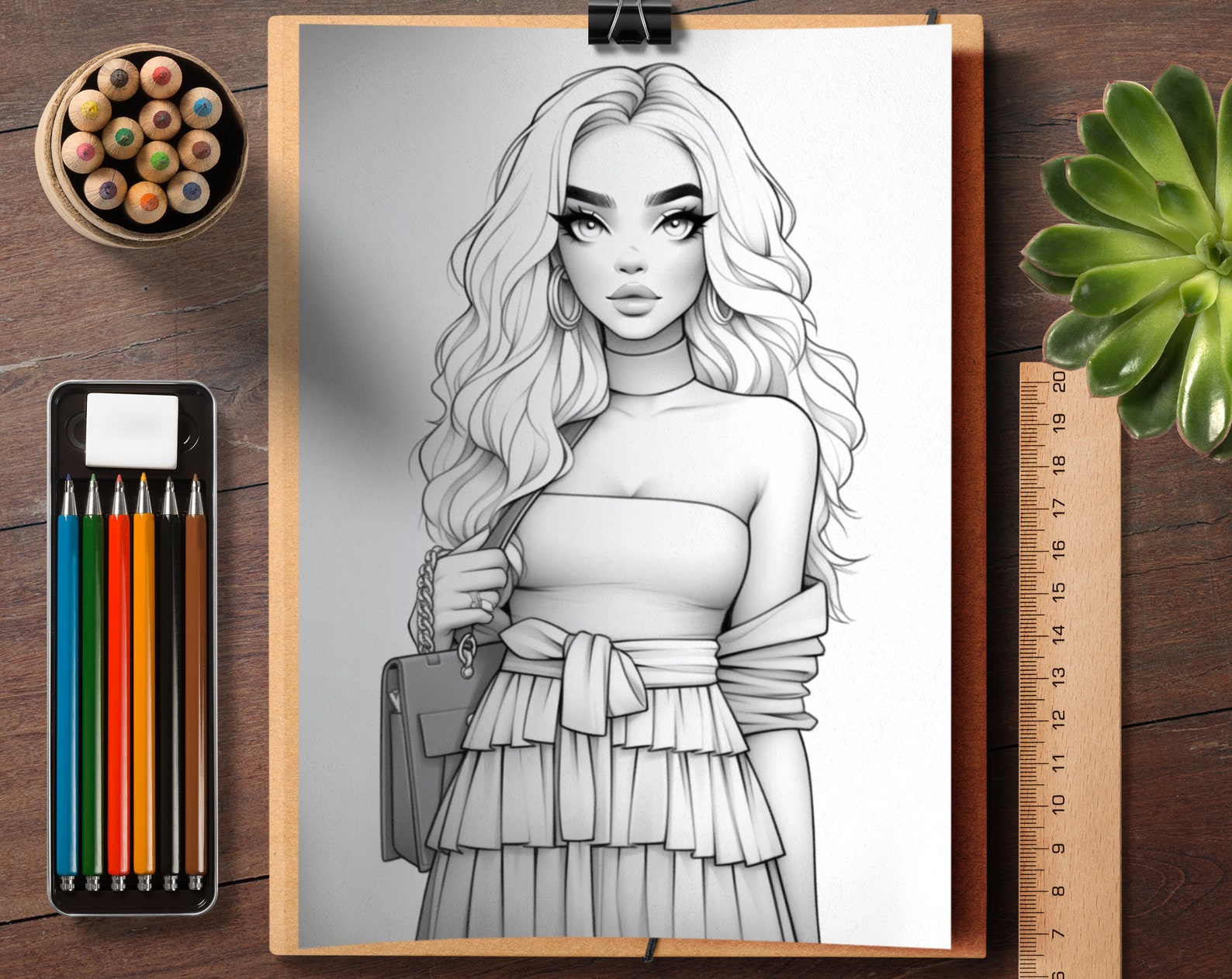 38 Bohemian Style Digital Coloring Book Part-2, Fashion Models Coloring ...