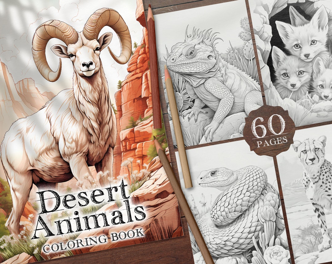 60 Desert Animals Digital Coloring Book, Safari Animals Coloring Pages ...