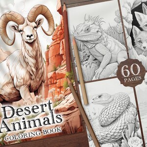60 Desert Animals Digital Coloring Book, Safari Animals Coloring Pages ...