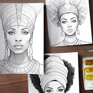 56 African Princesses Digital Coloring Book, Afro Girls Colouring Sheet ...