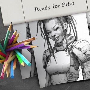 61 Cyberpunk Afro Women Digital Coloring Book, Cyberpunk Afro Girls ...