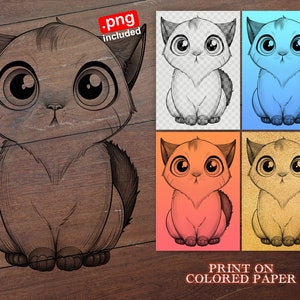 36 Cute Cats Digital Coloring Book, Kawaii Cats Coloring Pages, Kitty ...