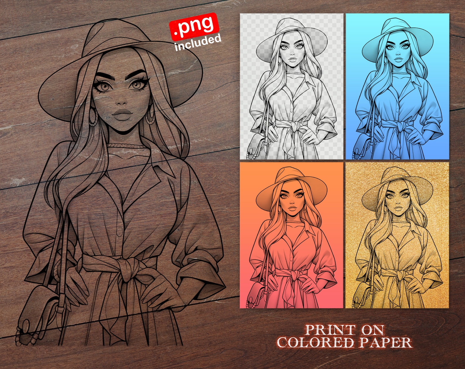 38 Bohemian Style Digital Coloring Book Part-2, Fashion Models Coloring ...