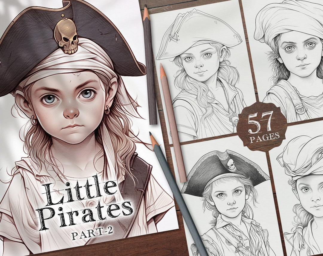 57 Little Pirates Digital Coloring Book (part-2), Pirate Girls Coloring ...