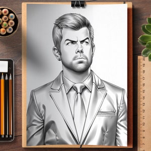 66 Men in Suits Digital Coloring Book, Man Fashion Coloring Pages, Male ...