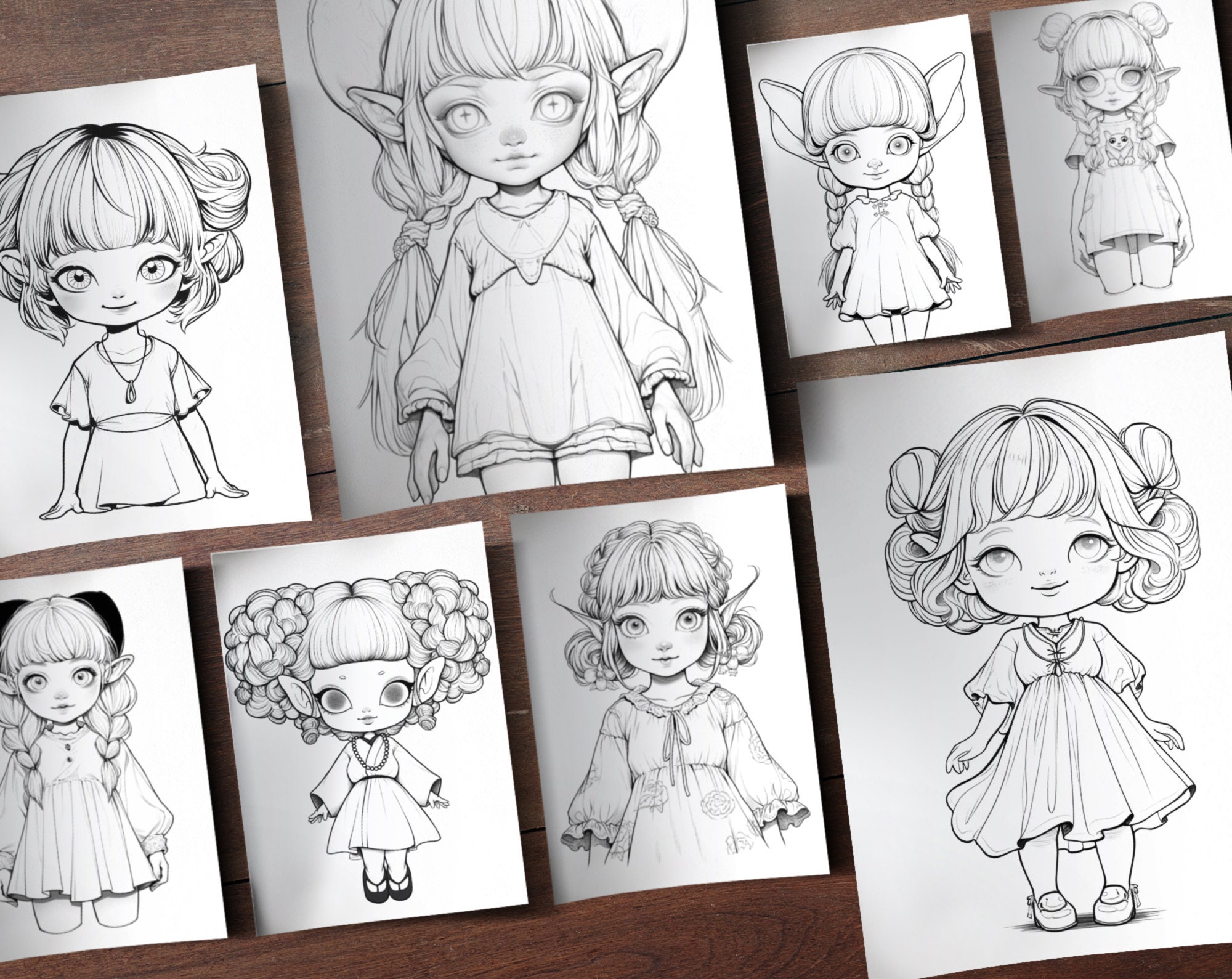 60 Chibi Girls Digital Coloring Book, Chibi Characters Coloring Pages ...