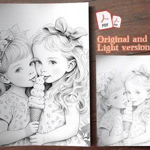 43 Ice Cream Dreams Digital Coloring Book, Beautiful Summer Girls With ...