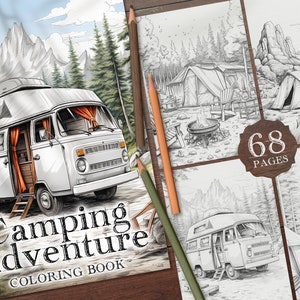 68 Camping Adventure Digital Coloring Book, Camp Coloring Pages ...