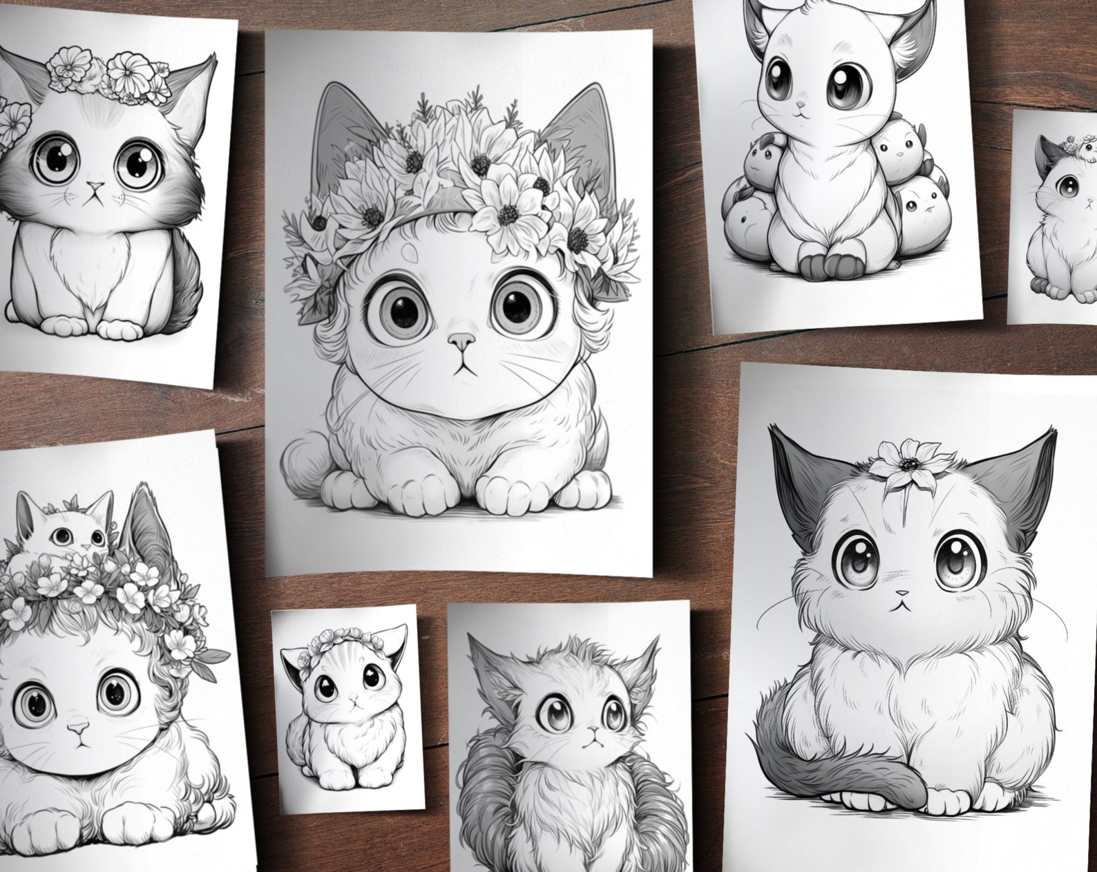 36 Cute Cats Digital Coloring Book Kawaii Cats Coloring - Etsy