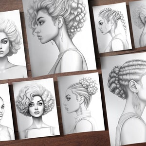 50 Afro Love Digital Coloring Book, African Haircut Coloring Pages ...
