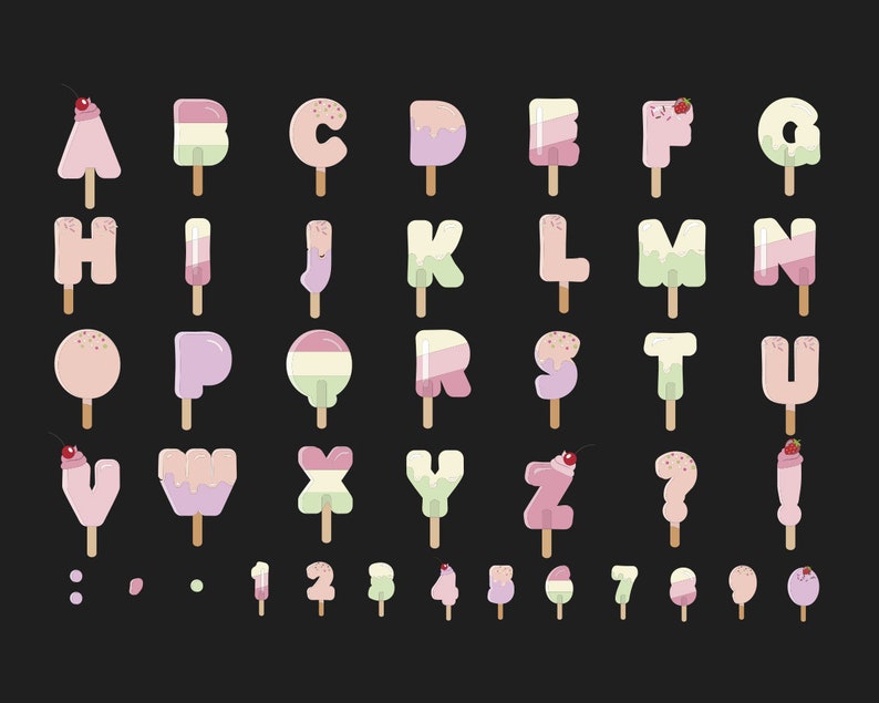 Ice Creame Font SVG Ice Cream Alphabet Ice Cream Letters | Etsy
