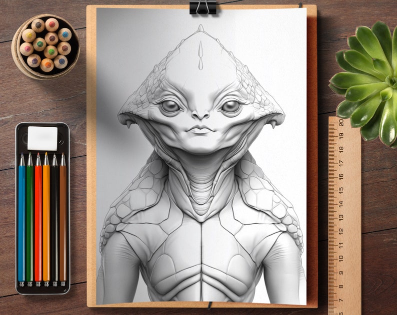 60 Aliens Digital Coloring Book Alien Coloring Book for - Etsy