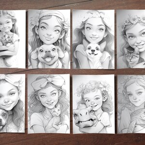 35 Best Friends - Animals Digital Coloring Book, Fantasy Cute Beautiful ...