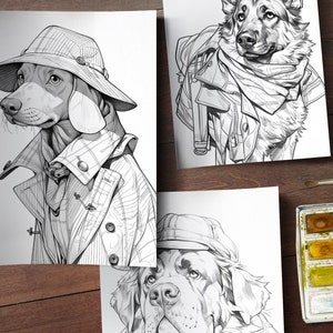 58 Fashion Dogs Digital Coloring Book, Dogs in Clothes Coloring Pages ...