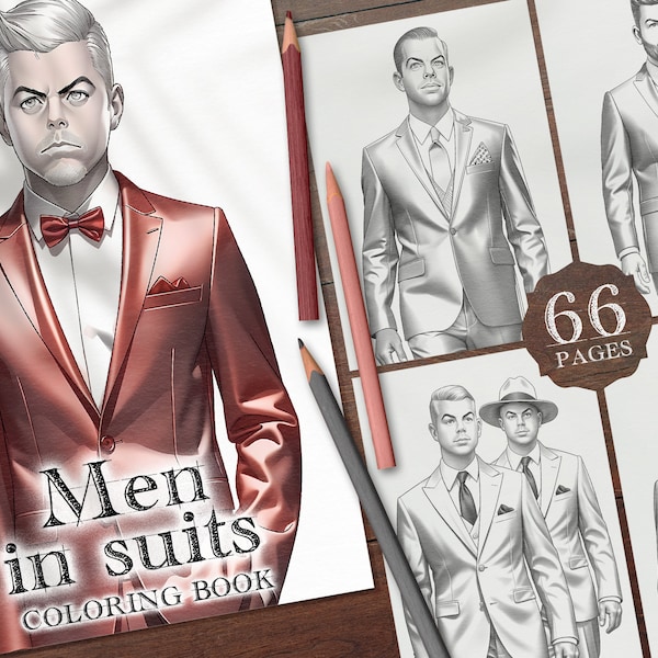 Men in Suits Coloring Pages - Etsy