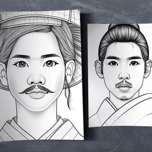 44 Japanese Men in Traditional Clothes Digital Coloring Book Part-2 ...