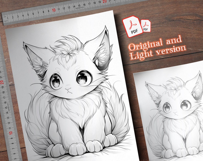 36 Cute Cats Digital Coloring Book Kawaii Cats Coloring - Etsy