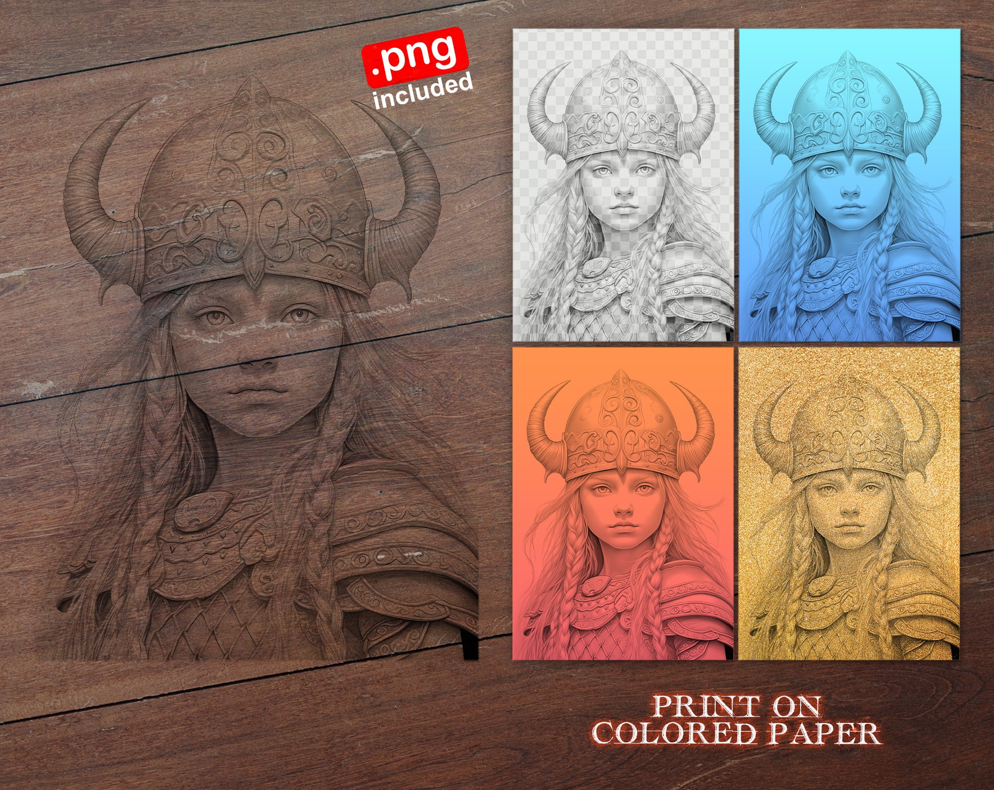 45 Viking Princesses Digital Coloring Book, Cute Viking Girls Coloring ...
