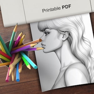 52 Bangs Bliss Digital Coloring Book, Bangs Hairstyle Coloring Pages ...