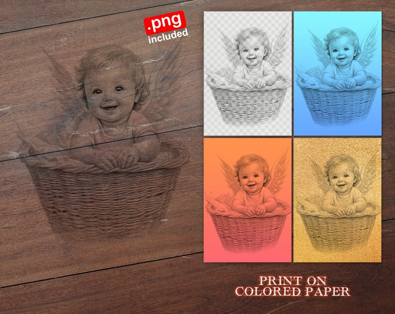 47 Baby Angels Digital Coloring Book, Little Cheerful Angel Coloring ...
