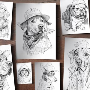 58 Fashion Dogs Digital Coloring Book, Dogs in Clothes Coloring Pages ...
