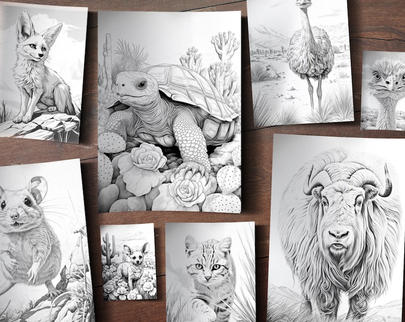 60 Desert Animals Digital Coloring Book, Safari Animals Coloring Pages ...
