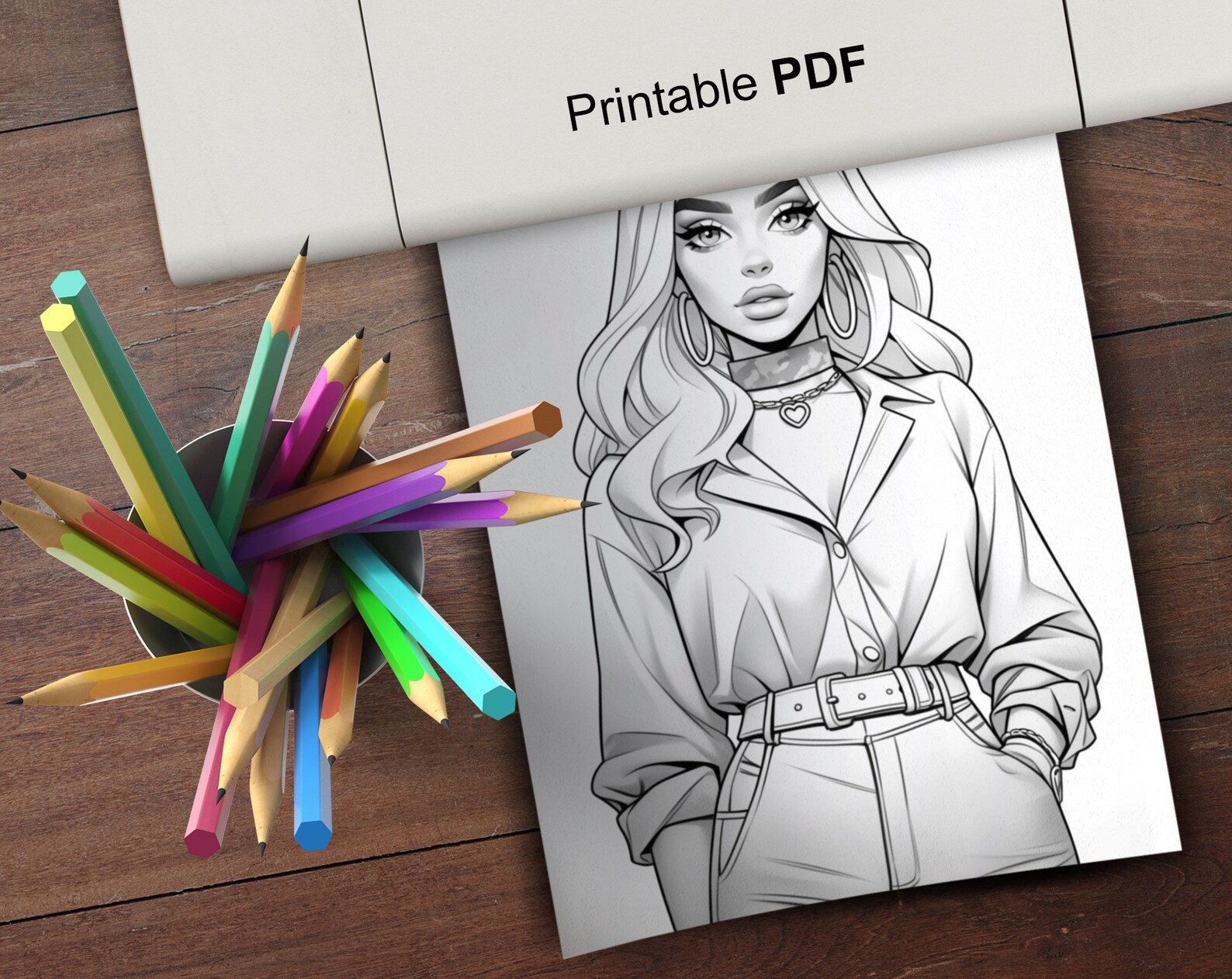38 Bohemian Style Digital Coloring Book Part-2, Fashion Models Coloring ...