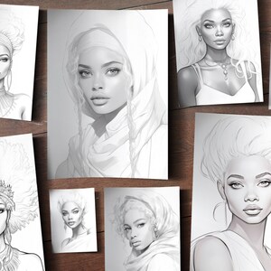 56 African Princesses Digital Coloring Book, Afro Girls Colouring Sheet ...