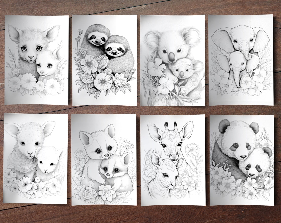 37 Animals Couple Digital Coloring Book (part-1), Animal Friends ...