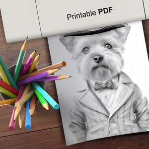 30 Detective Dogs Digital Coloring Book, Small Dog Breeds Godfather ...