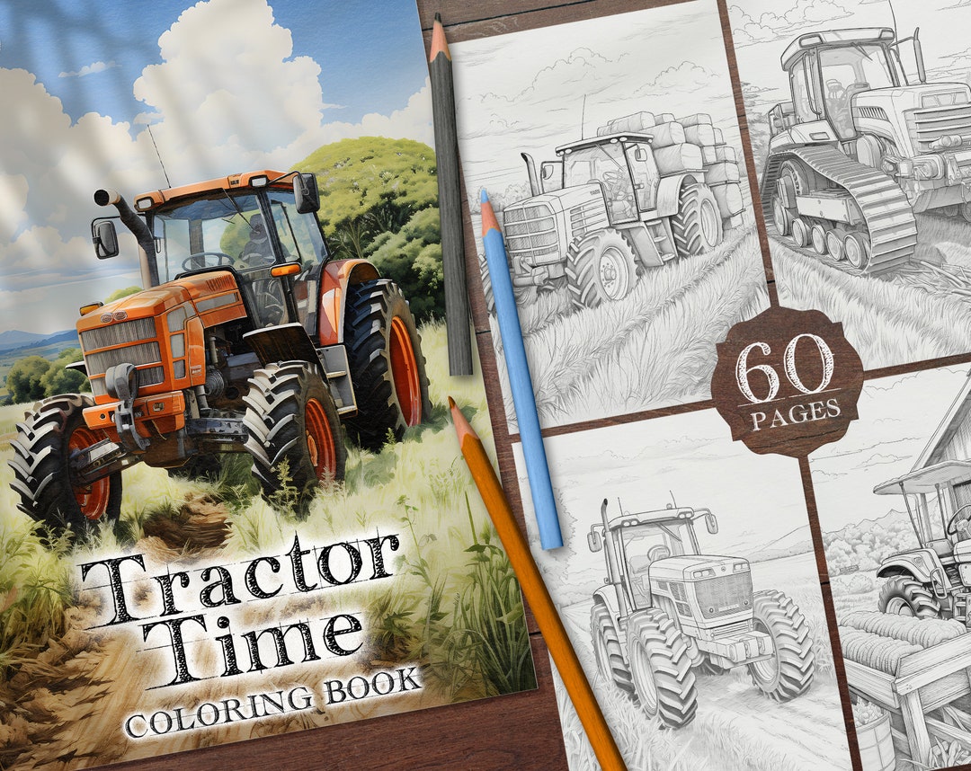 60 Tractor Time Digital Coloring Book, Heavy Vechicles Coloring Pages ...