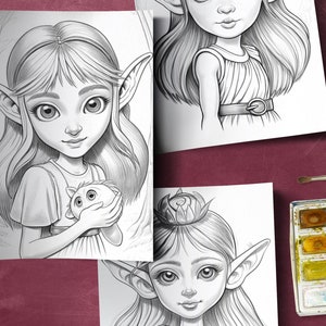 24 Fairy Elves Coloring Pages, Elf Girls Coloring Book, Coloring Sheet ...