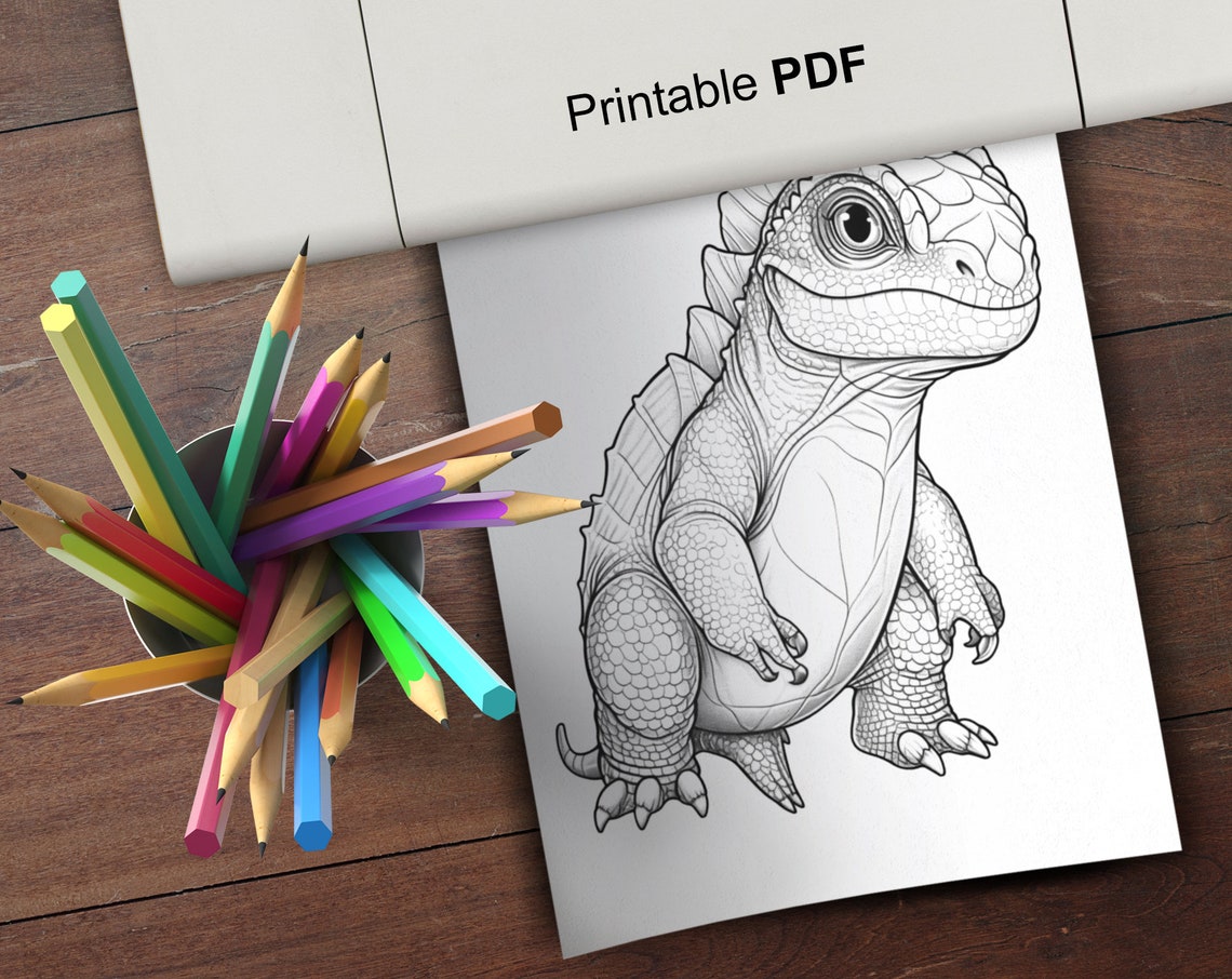 35 Dinosaurs Digital Coloring Book Part-2, PDF Printable Realistic ...