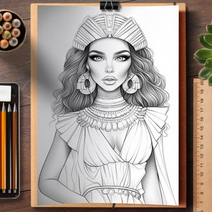 50 Egyptian Princesses Digital Coloring Book, Ancient Egyptian Girls ...