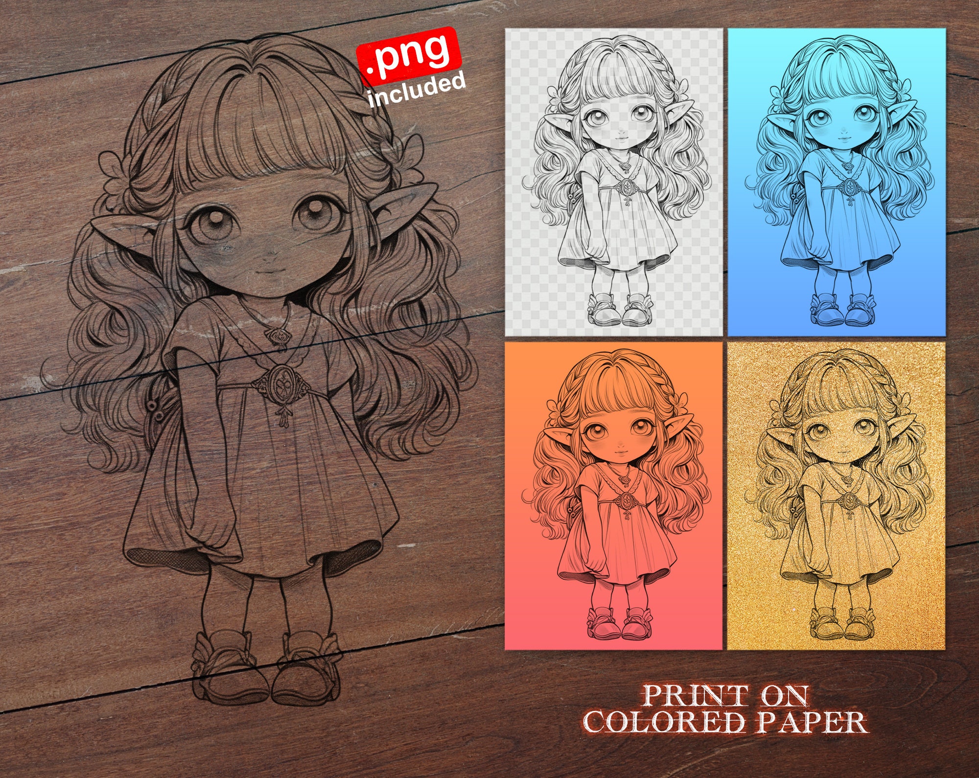 60 Chibi Girls Digital Coloring Book, Chibi Characters Coloring Pages ...