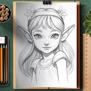 20 Elf Princess Coloring Pages, Fairy Girls Coloring Book, Coloring ...