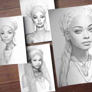 56 African Princesses Digital Coloring Book, Afro Girls Colouring Sheet ...