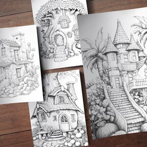 67 Mouse Houses Digital Coloring Book, Fairy House Coloring Page ...