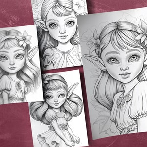 24 Fairy Elves Coloring Pages, Elf Girls Coloring Book, Coloring Sheet ...
