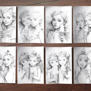 43 Ice Cream Dreams Digital Coloring Book, Beautiful Summer Girls With ...
